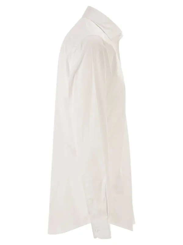 FAY Regular Fit Shirt In Stretch Poplin - White