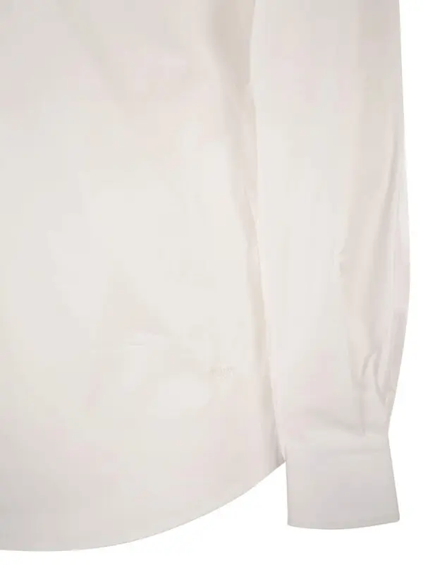 FAY Regular Fit Shirt In Stretch Poplin - White