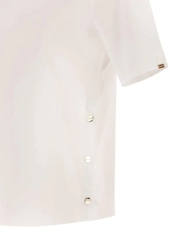Herno Cotton T-shirt With Logo Buttons On The Sides - White