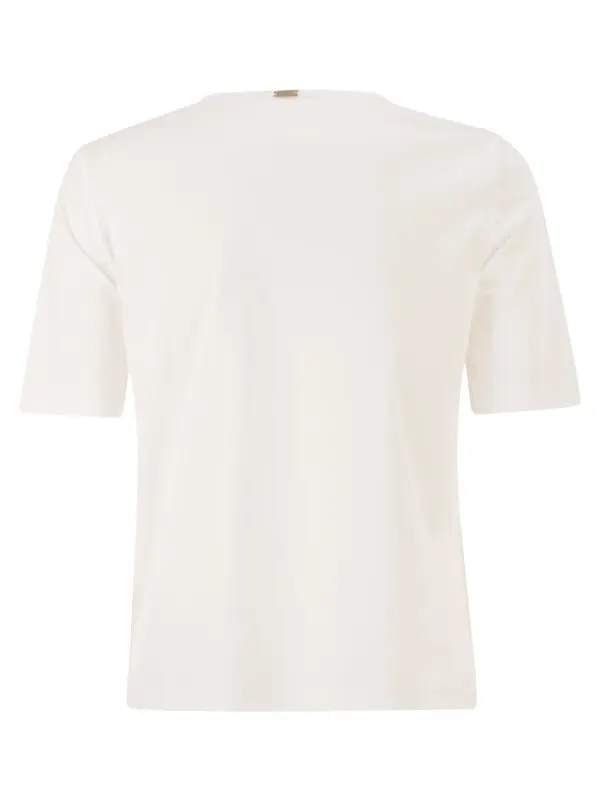 Herno Cotton T-shirt With Logo Buttons On The Sides - White