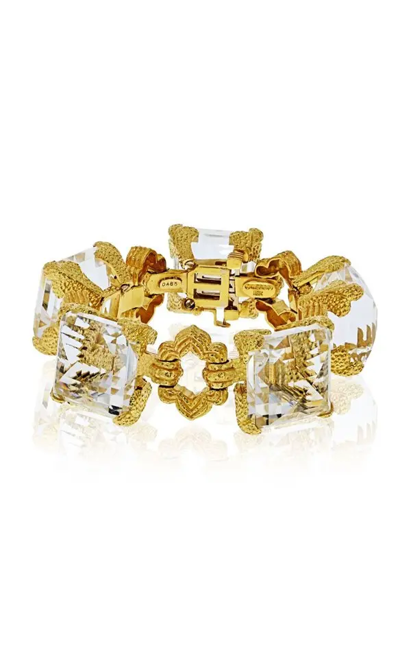 THE BACK VAULT David Webb 18k Yellow Rock Crystal Open Link Bracelet