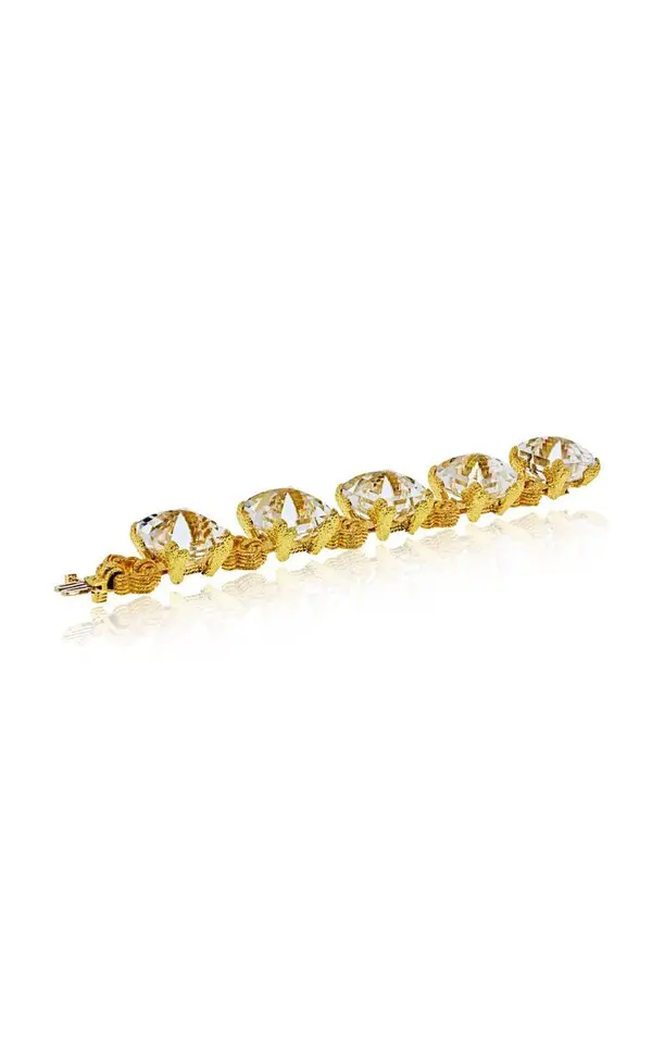 THE BACK VAULT David Webb 18k Yellow Rock Crystal Open Link Bracelet