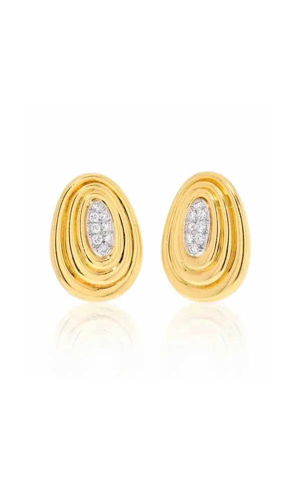 THE BACK VAULT David Webb Platinum & 18k Yellow Textured And Diamond Earrings