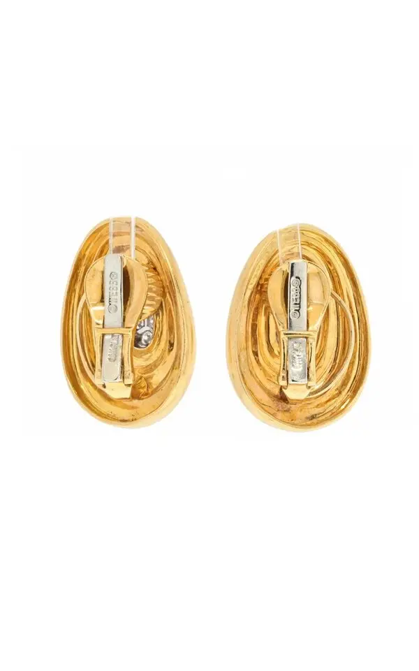 THE BACK VAULT David Webb Platinum & 18k Yellow Textured And Diamond Earrings