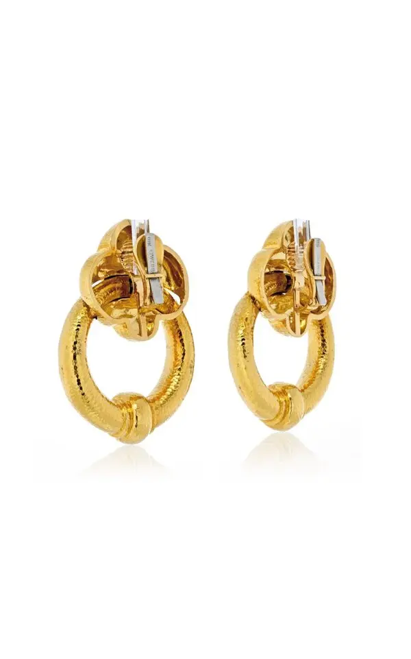 THE BACK VAULT David Webb 18k Yellow Hammered Doorknockers Large Oversized Earrings