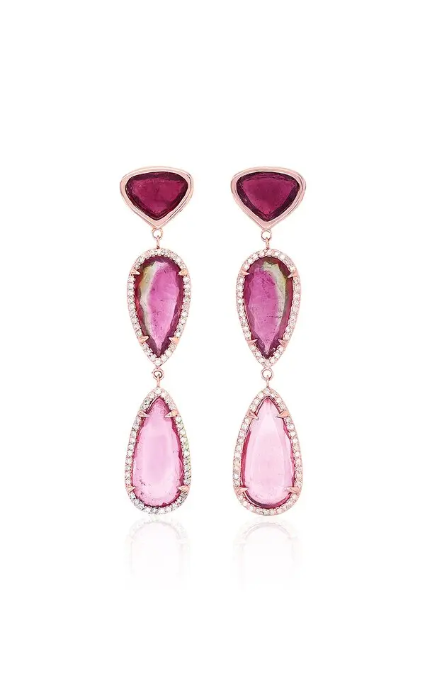 Sheryl Lowe 14k Yellow Gold Tourmaline Triple Drop Earrings
