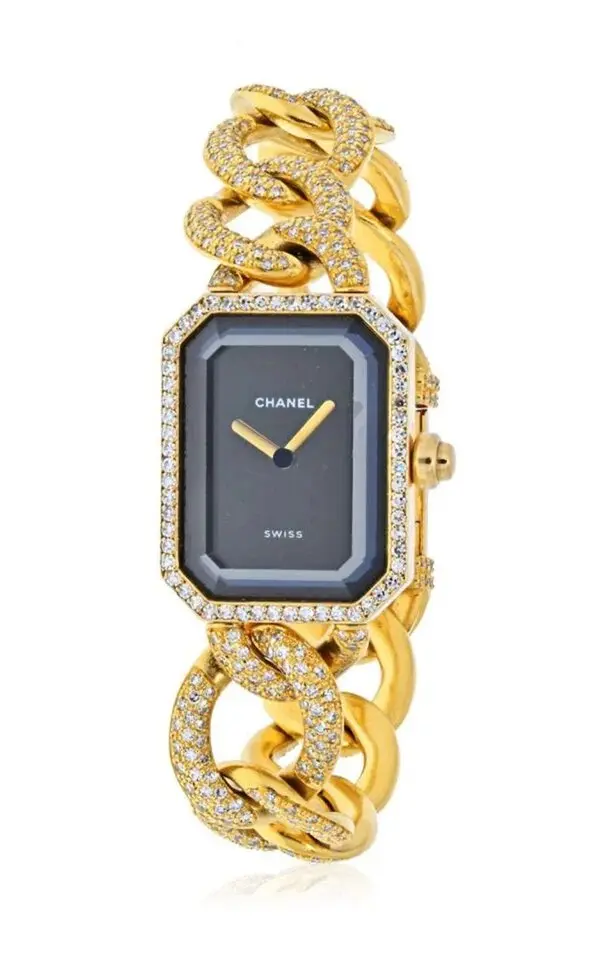 THE BACK VAULT Chanel 18k Yellow Premier Diamond Black Dial Watch - Gold