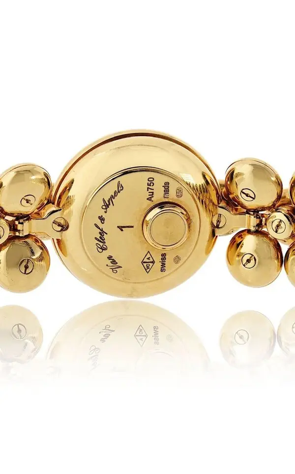 THE BACK VAULT Van Cleef & Arpels 18k Yellow Bouton D'or Medium Model Diamond Dial Watch