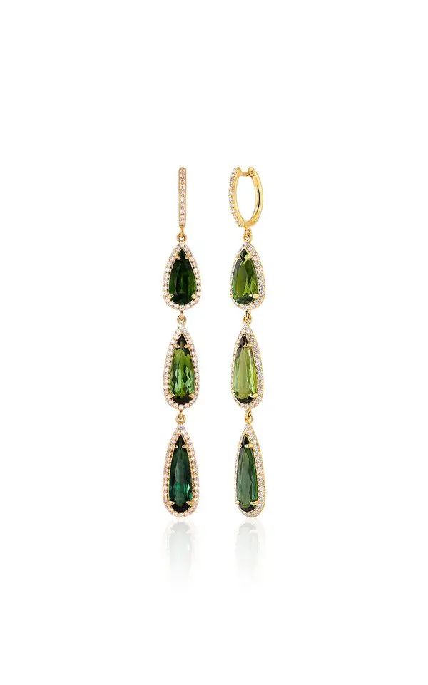 Sheryl Lowe 14k Yellow Gold Tourmaline Triple Drop Earrings