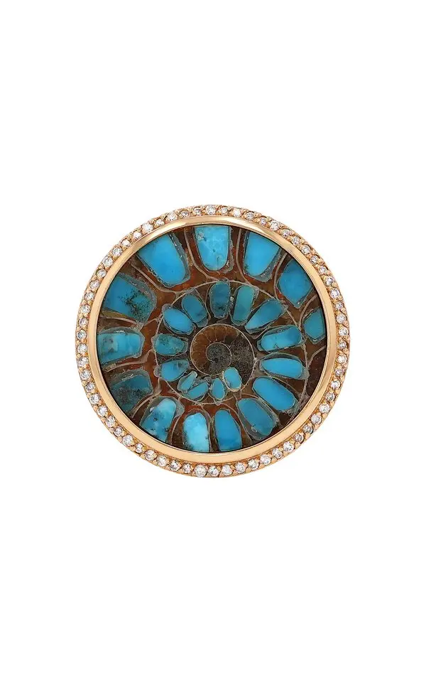 Sheryl Lowe 14k Yellow Gold Turquoise Ammonite Cocktail Ring