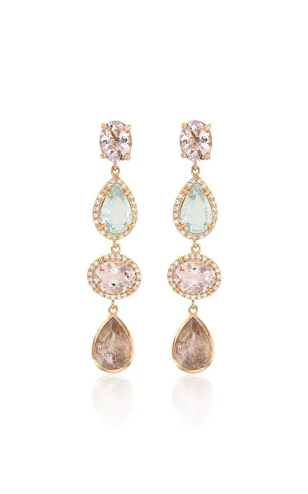 Sheryl Lowe 14k Yellow Gold Sunset Multi Stone Drop Earrings