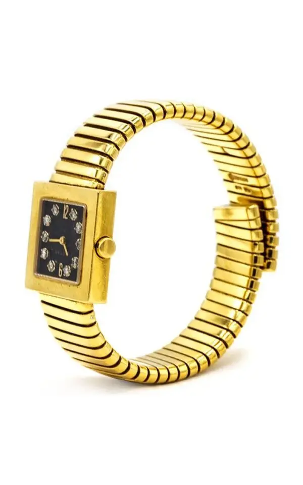 THE BACK VAULT Bvlgari Quadrato Tubogas Diamond Dial F078 Flex Watch - Gold