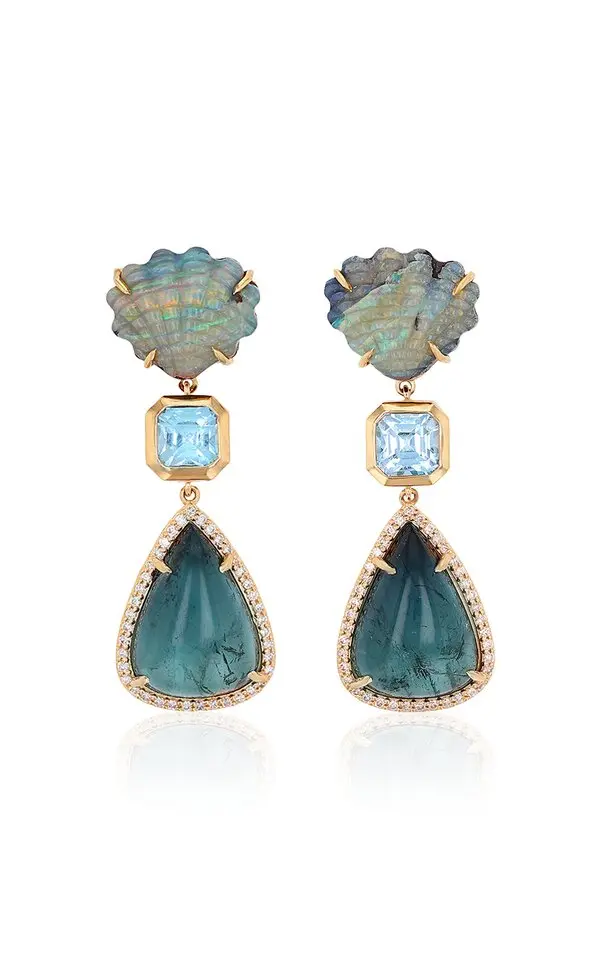 Sheryl Lowe 14k Yellow Gold Seaside Opal Shell Earrings