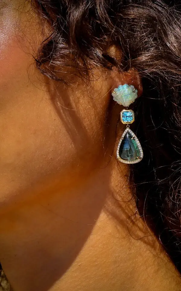 Sheryl Lowe 14k Yellow Gold Seaside Opal Shell Earrings