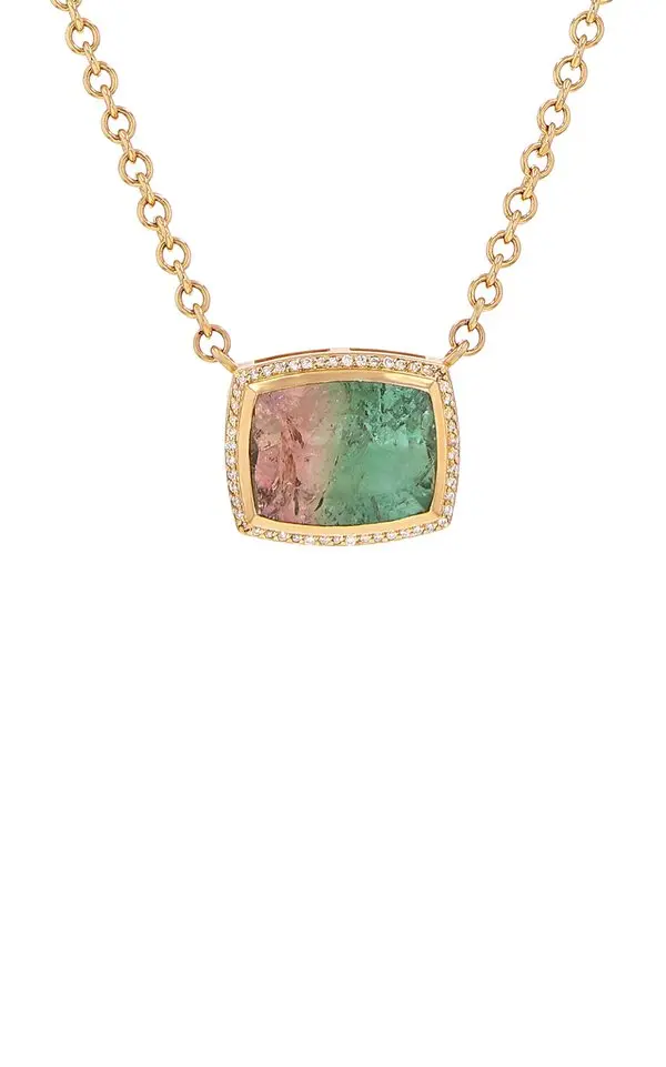 Sheryl Lowe 14k Yellow Gold Watermelon Tourmaline Necklace
