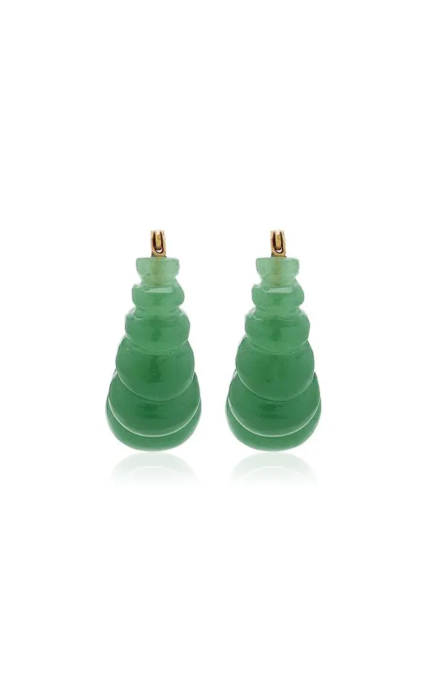 TEN THOUSAND THINGS 18k Gold Jade Carved Hoop