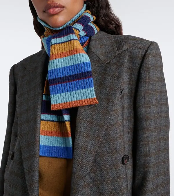 Dries Van Noten Ribbed-knit Striped Wool Scarf