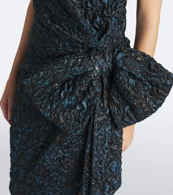 Balmain Draped Jacquard Halterneck Midi Dress