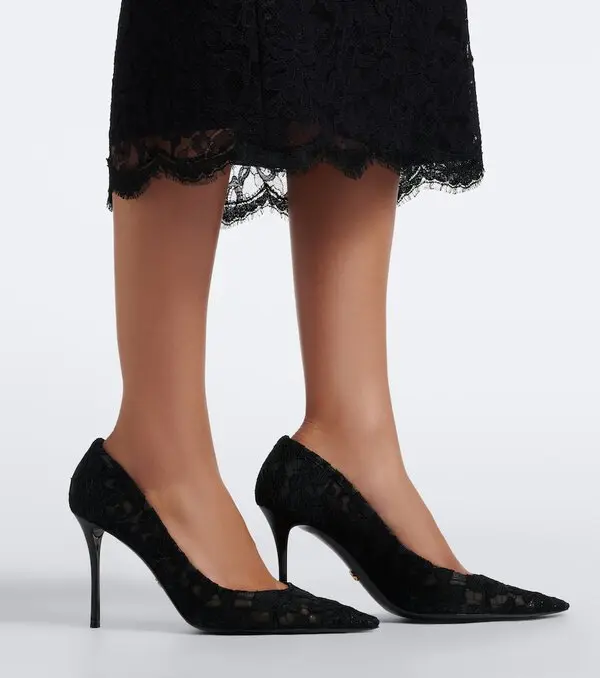 Dolce & Gabbana Leather-trimmed Lace Pumps