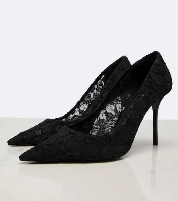 Dolce & Gabbana Leather-trimmed Lace Pumps