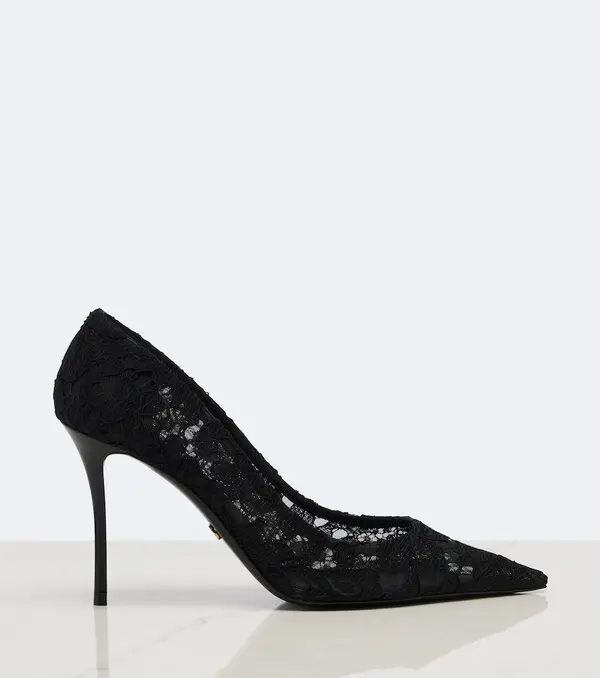 Dolce & Gabbana Leather-trimmed Lace Pumps