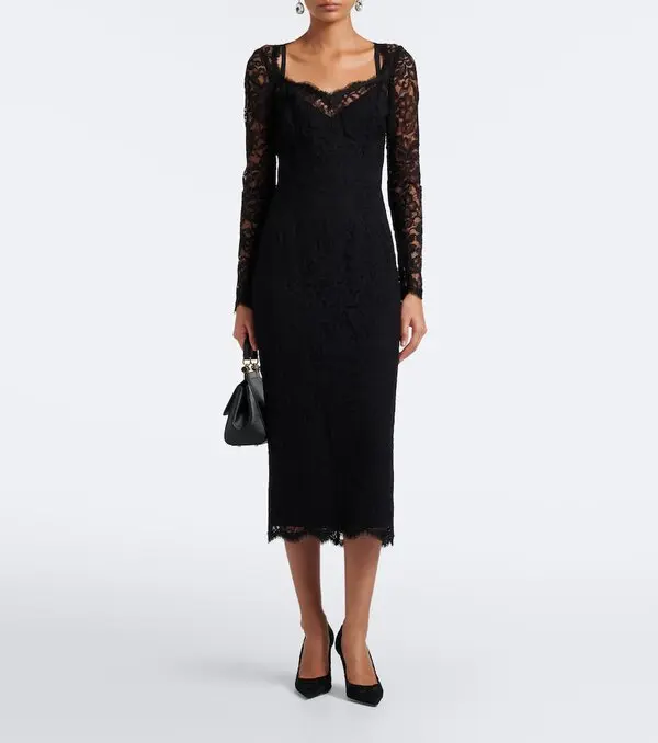 Dolce & Gabbana Leather-trimmed Lace Pumps
