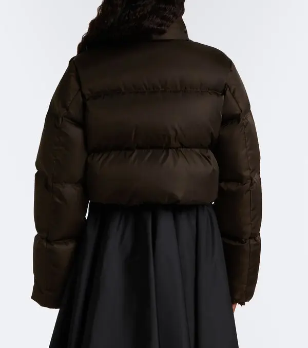 Prada Cropped Re-nylon Down Jacket - Brown