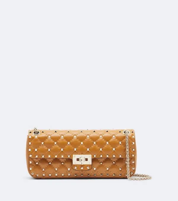 Valentino Garavani Rockstud Spike Medium Leather Shoulder Bag - Orange