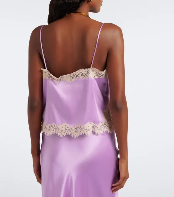 DÔEN Avelaine Lace-trimmed Silk Satin Camisole