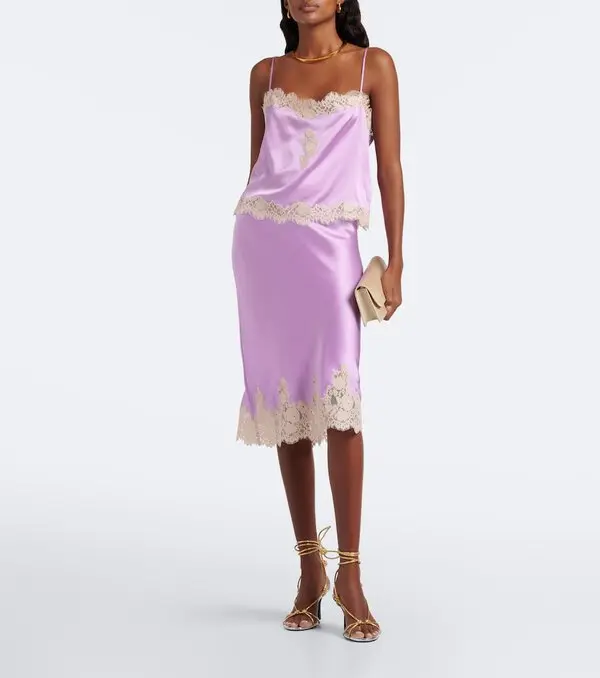 DÔEN Avelaine Lace-trimmed Silk Satin Camisole