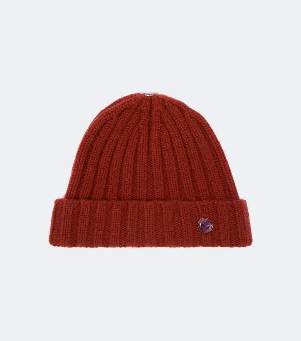 GOD'S TRUE CASHMERE Ribbed-knit Cashmere Beanie With Amethyst - Red
