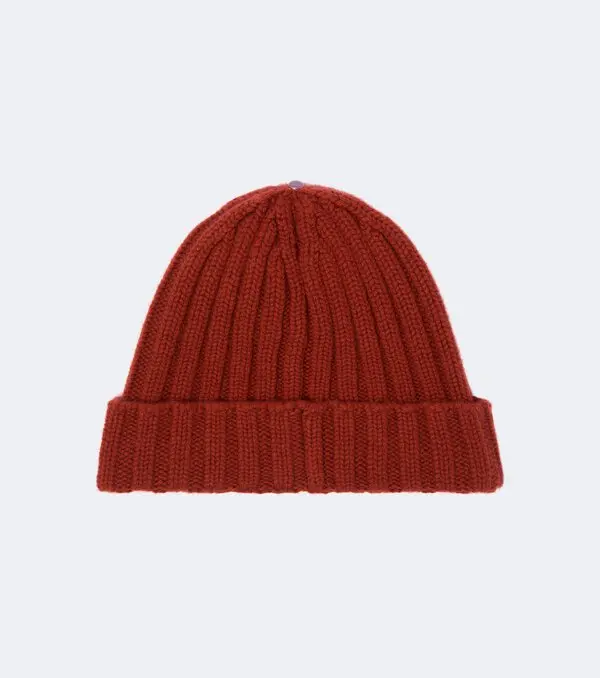 GOD'S TRUE CASHMERE Ribbed-knit Cashmere Beanie With Amethyst - Red
