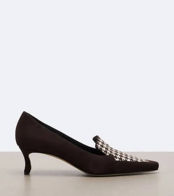 Manolo Blahnik Petusi Houndstooth Suede Pumps