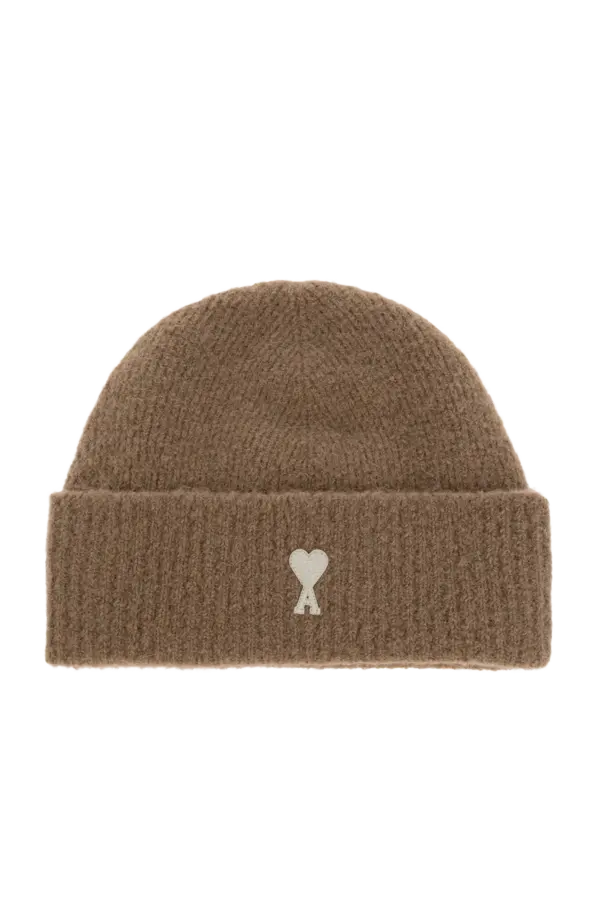 AMI Paris Cap With Embroidered Logo - Beige