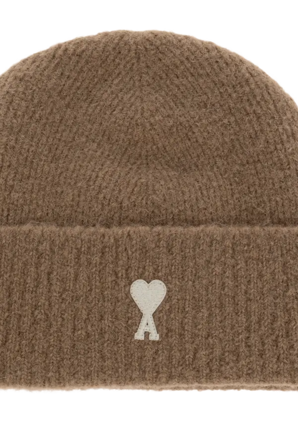 AMI Paris Cap With Embroidered Logo - Beige