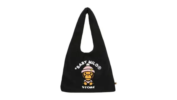 A BATHING APE Baby Milo Graphic Fur Large Tote Bag - Black
