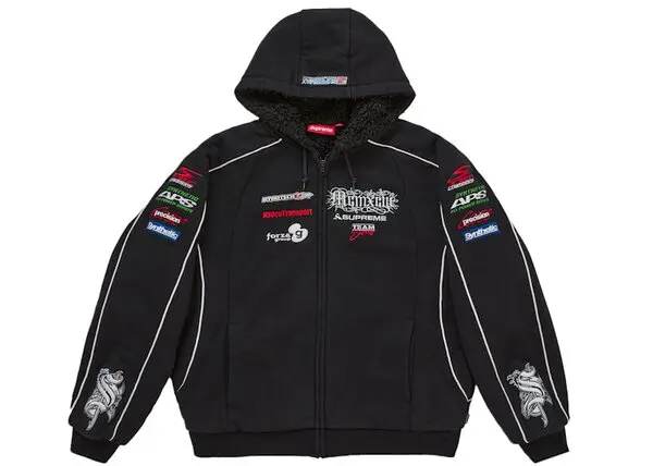 Supreme Racing Lined Zip Up Hooded Sweatshirt