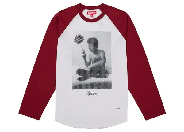 Supreme Larry Clark Sequin Raglan Shirt Long Sleeve Top - Dark Red