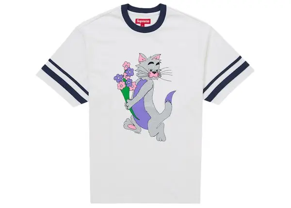 Supreme Glitter Cat Short Sleeve Top - White