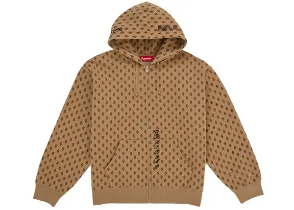 Supreme God Over Money Zip Up Hooded Sweatshirt