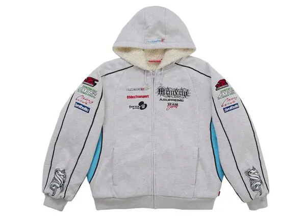Supreme Racing Lined Zip Up Hooded Sweatshirt