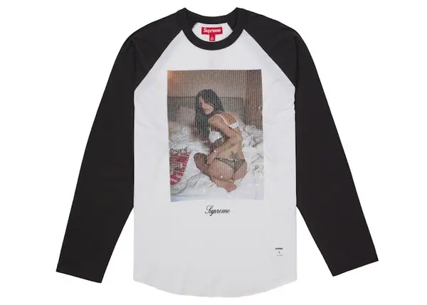 Supreme Larry Clark Sequin Raglan Shirt Long Sleeve Top - Black