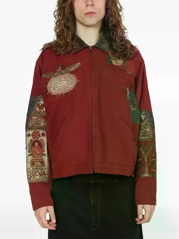 SAMUEL ZELIG Folk Embroidered Corduroy-collar Jacket