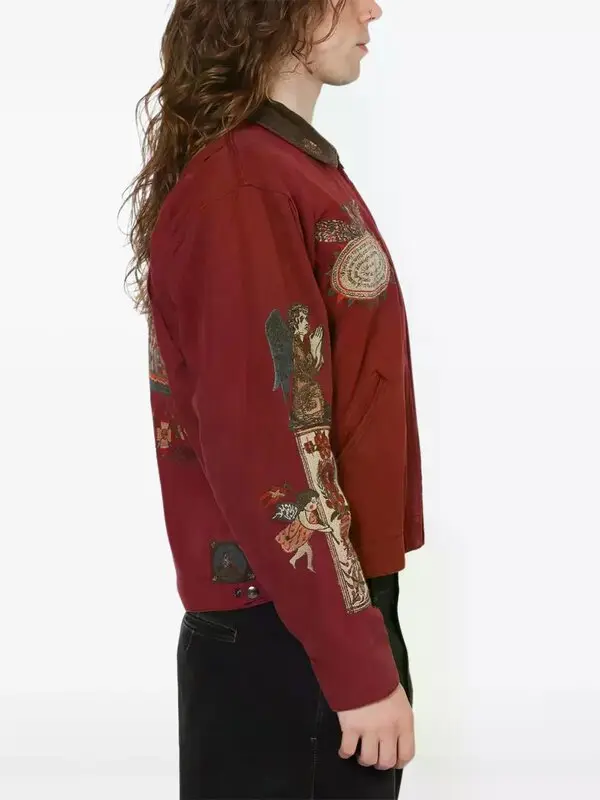SAMUEL ZELIG Folk Embroidered Corduroy-collar Jacket