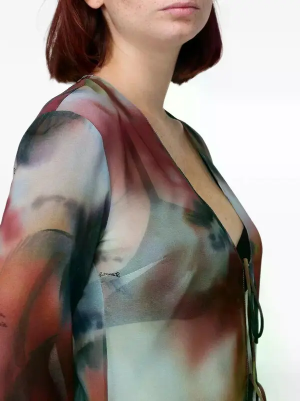 Patrizia Pepe Abstract-print Tie-fastening Maxi Beach Cover-up