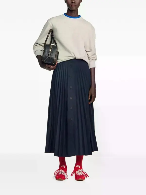 Sandro Pleated Button-front Midi Skirt