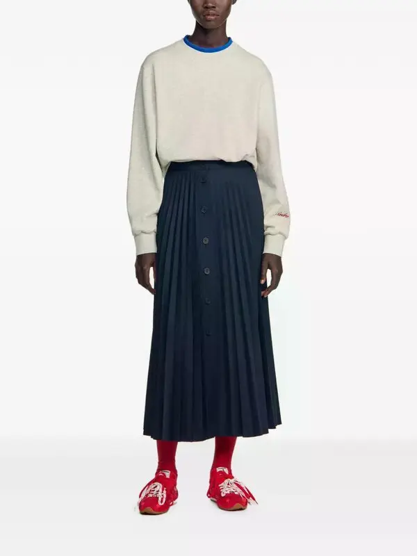 Sandro Pleated Button-front Midi Skirt