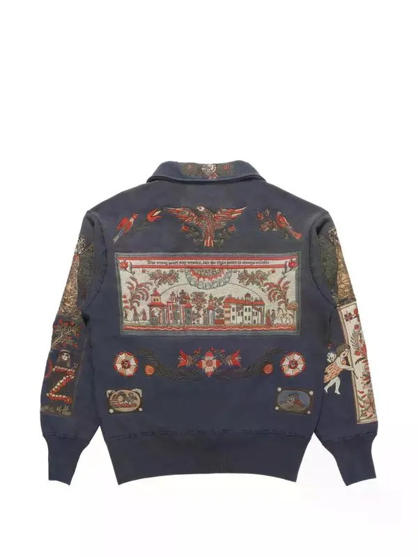 SAMUEL ZELIG Folk Embroidered Quarter-zip Sweatshirt