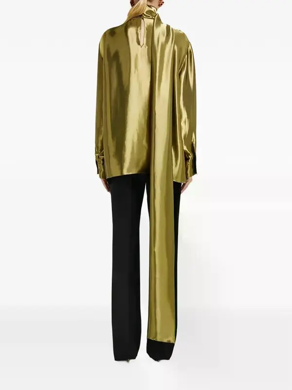 FERRAGAMO Liquid Lamé Blouse Top