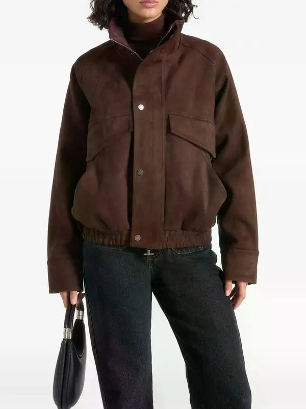 Manière De Voir Romain Suede Funnel-neck Bomber Jacket